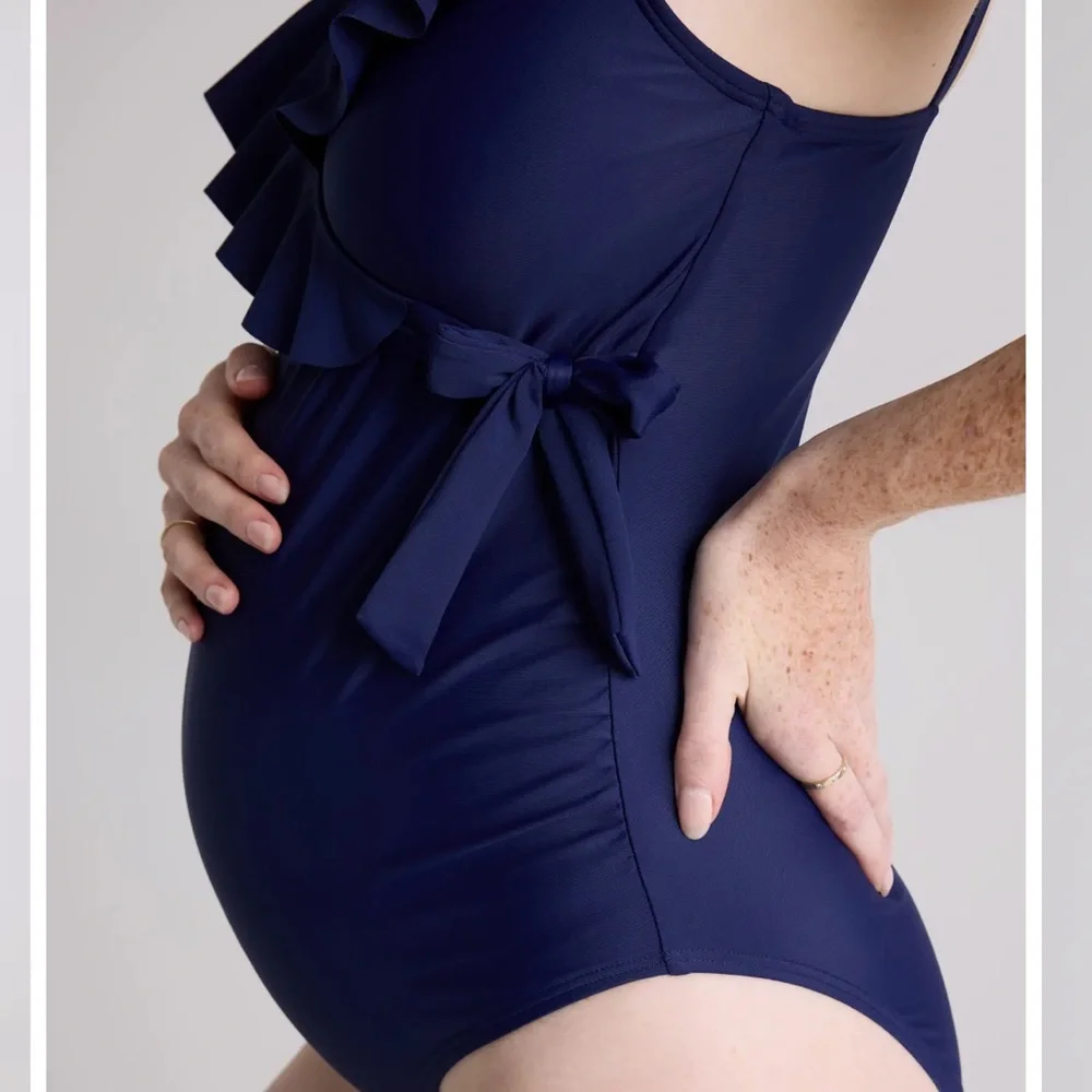 Quince | Swim | Nwt Quince Italian Maternity Onepiece Ruffle Wrap ...